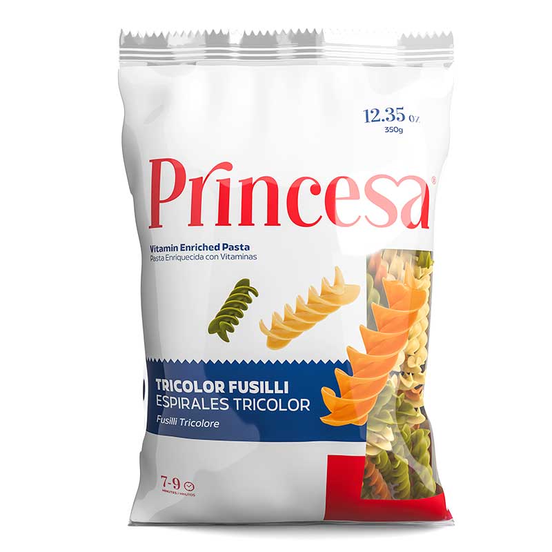 Pasta Princesa Espirales de Colores 12.35 oz | Compra en línea - almacen.do