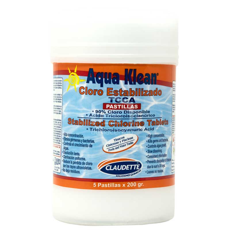 Cloro Estabilizado Aqua Klean Pastilla (200 gr x 5 uds) | Compra en ...